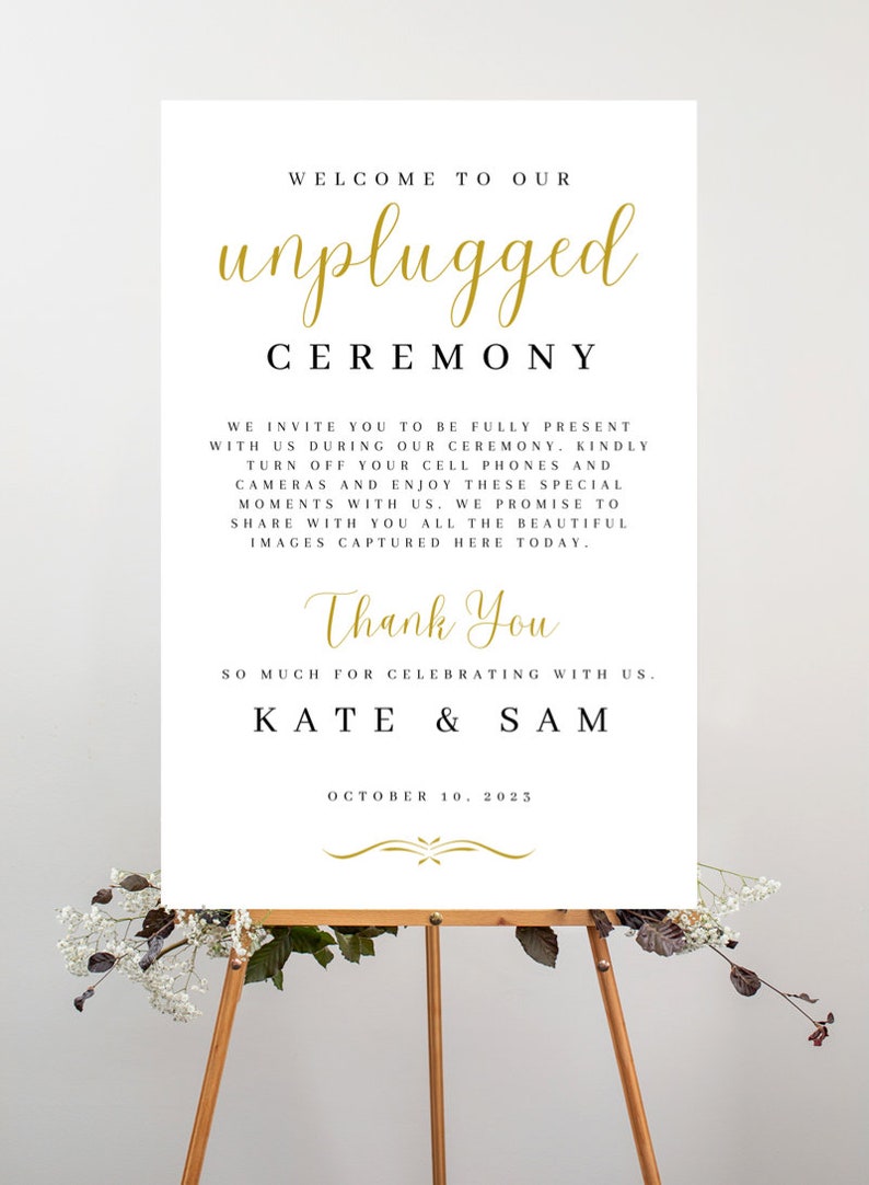 Modern Simple Wedding Unplugged Ceremony Sign Digital Print - Etsy