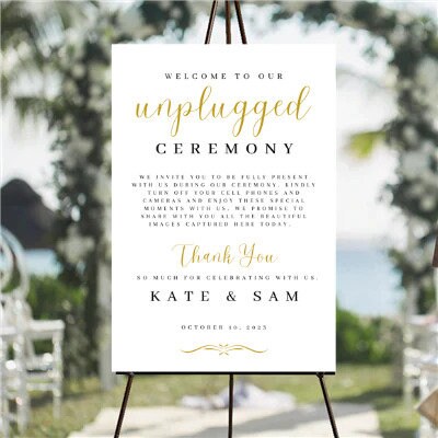 Modern Simple Wedding Unplugged Ceremony Sign Digital Print - Etsy