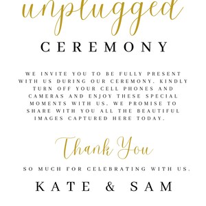 Modern Simple Wedding Unplugged Ceremony Sign Digital Print - Etsy