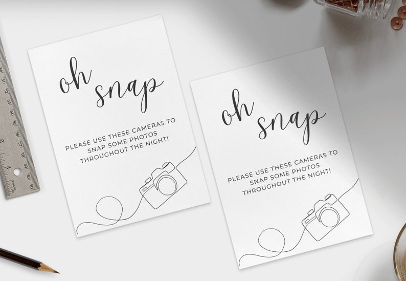 Modern Simple Wedding Disposable Camera Oh Snap Sign Digital Print - Etsy