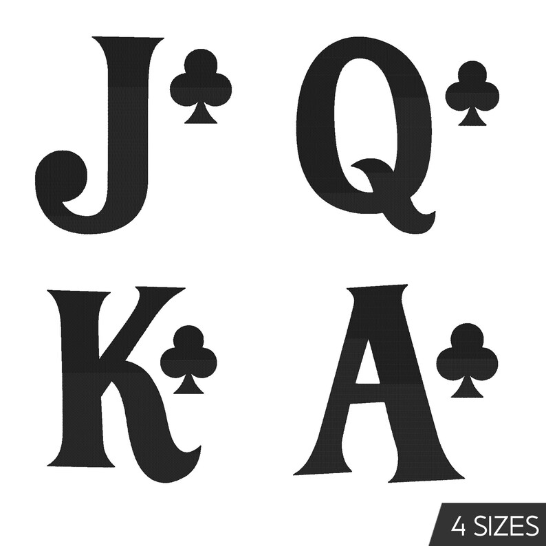 Jack, Queen, King, Ace of Clubs Embroidery File - Etsy