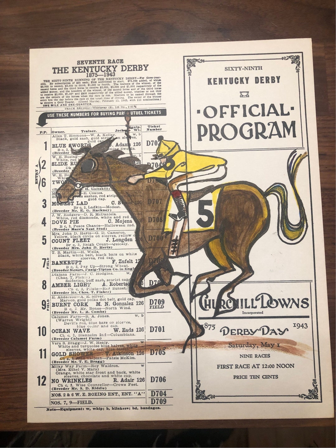 COUNT FLEET 1943 Kentucky Derby Triple Crown Winner Art on - Etsy