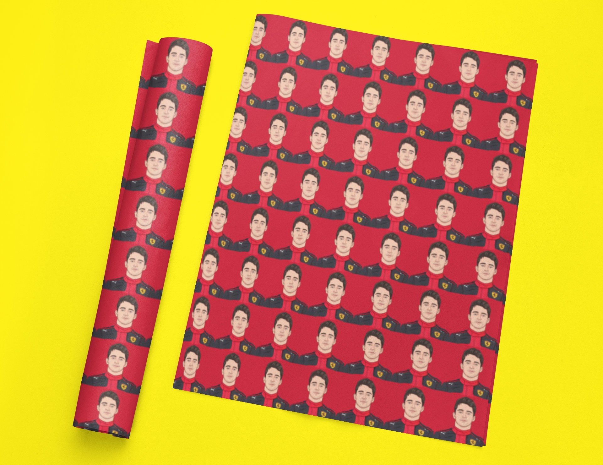 Charles Leclerc Christmas Wrapping Paper Ferrari F1 Team Gift Wrapping ...