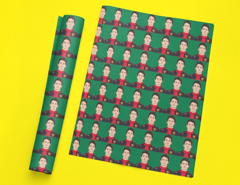 Charles Leclerc Christmas Wrapping Paper Ferrari F1 Team Gift Wrapping ...