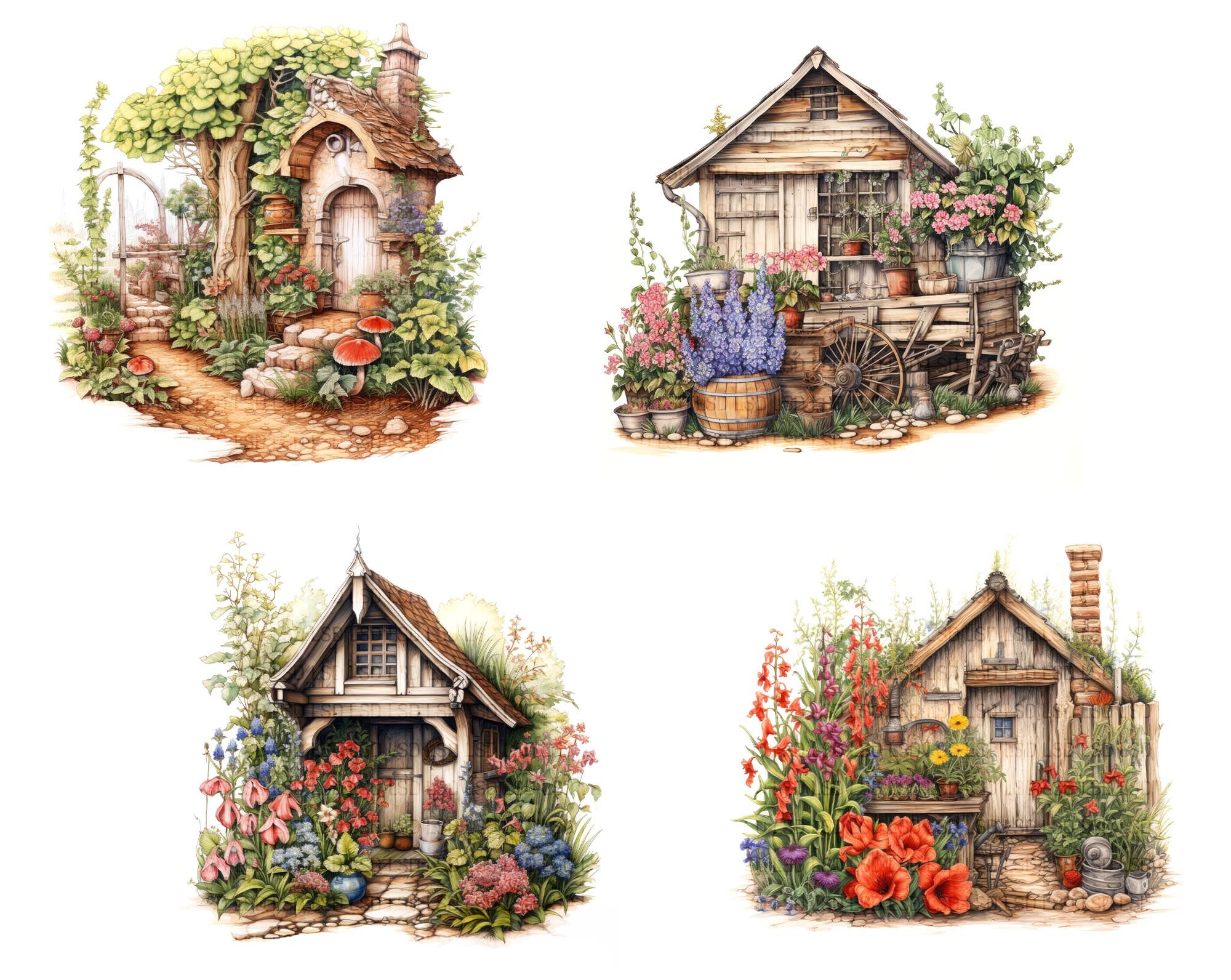 20 Rustic Gardens Digital Clipart Pack Vintage Garden - Etsy UK