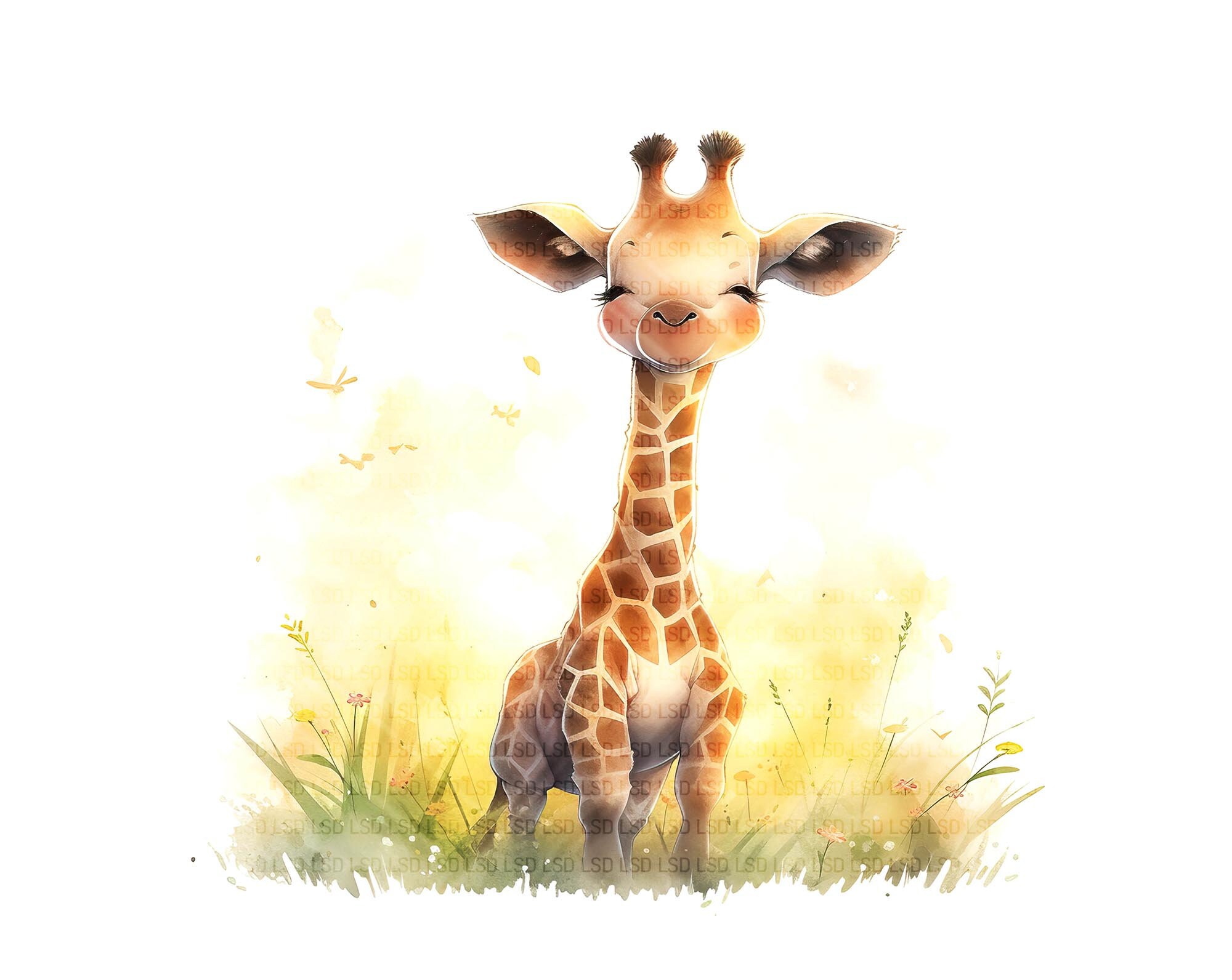20 Cute Baby Giraffe Digital Clipart Pack, Watercolour Baby Giraffe ...