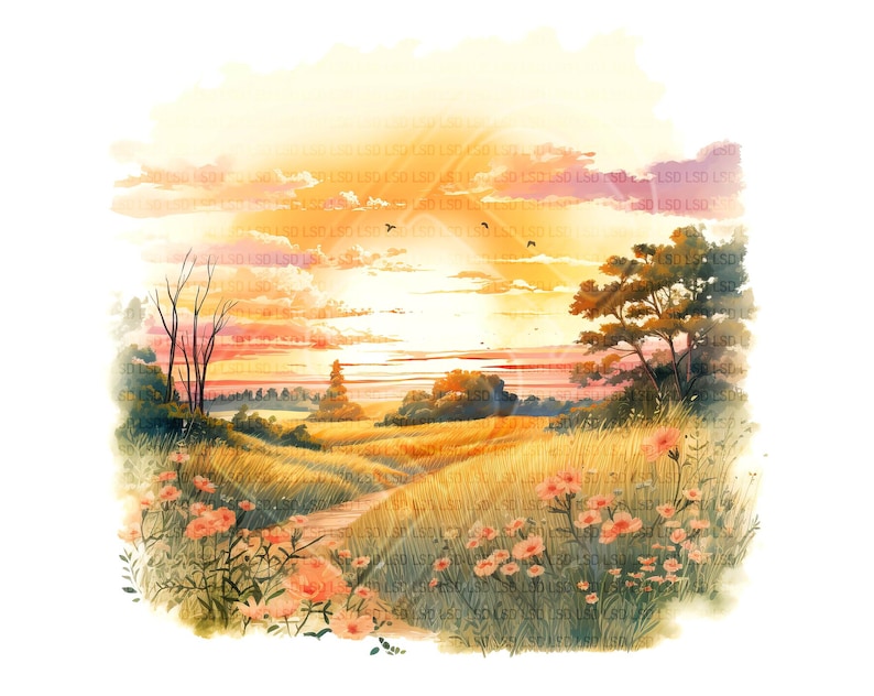 20 Summer Sunsets Clipart Bundle Watercolour Clipart Images Pack Of