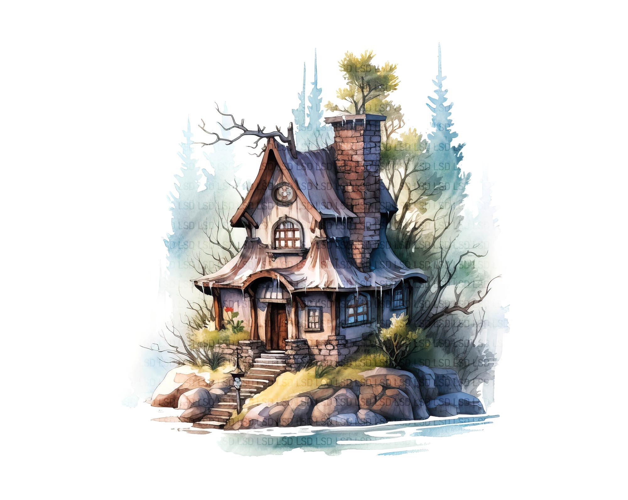 20 Fantasy Log Cabins Clipart Bundle-watercolour Images of Log - Etsy