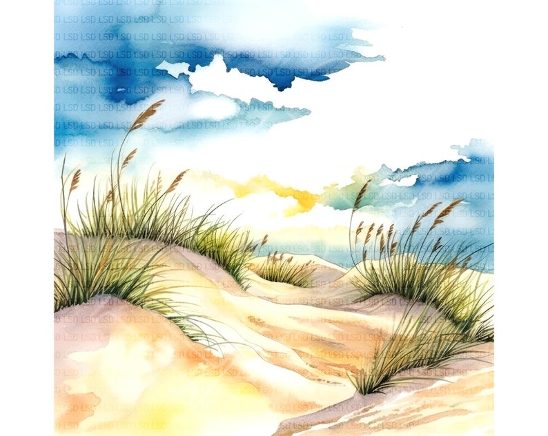 20 Beach Sand Dunes-watercolour Sea Beach Images for - Etsy UK