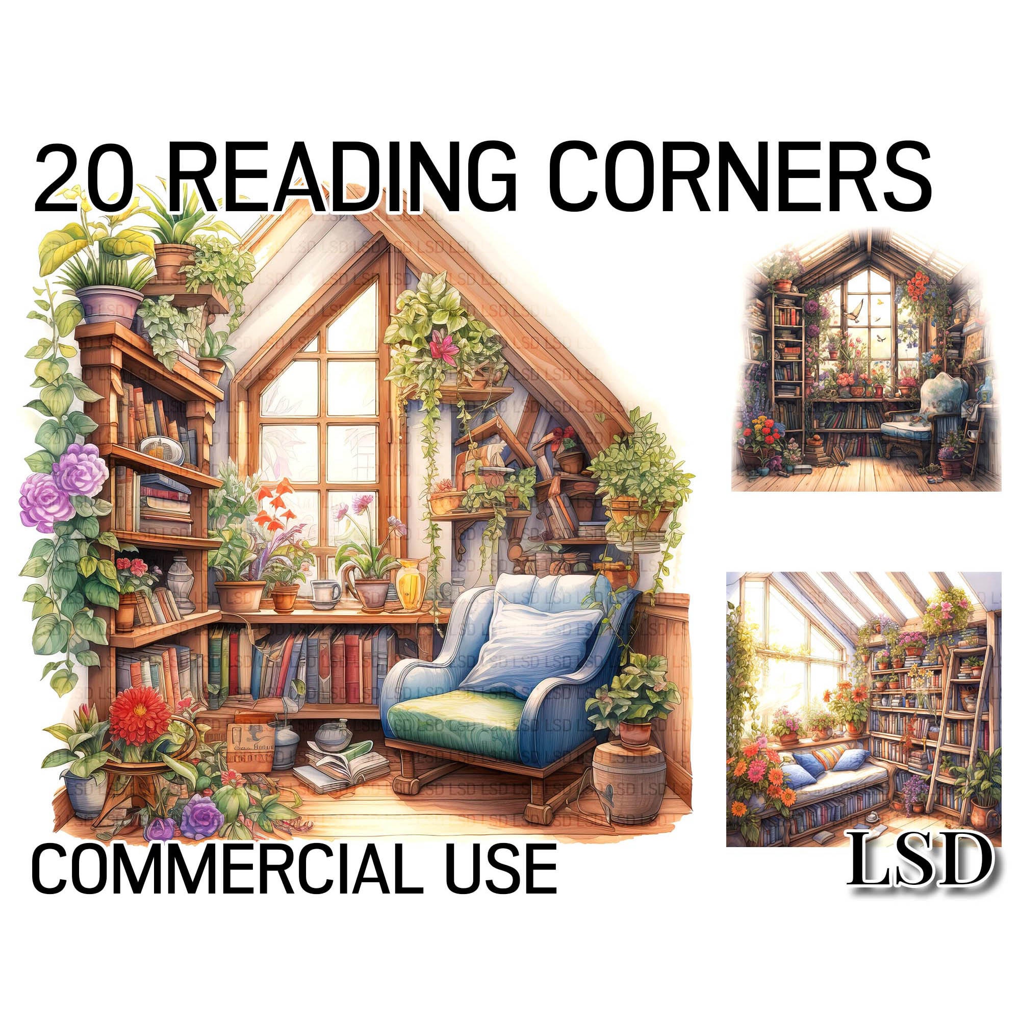 20 Reading Corners Clipart Jpgs, Cozy Comfy Study Sitting Room Images ...