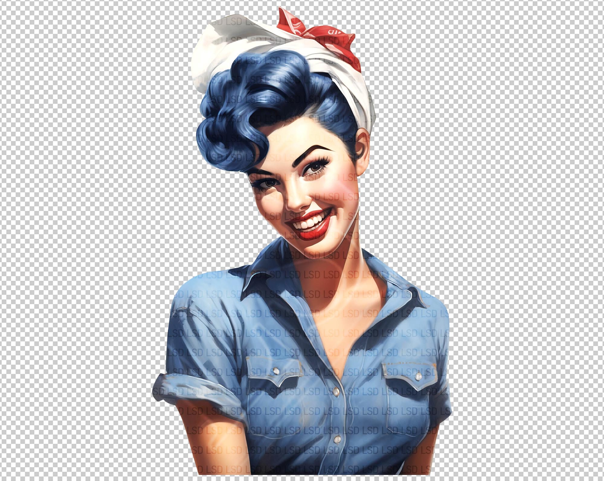 12 Transparent Retro Pinup Girls Clipart Bundle, 1950s Vintage Retro ...