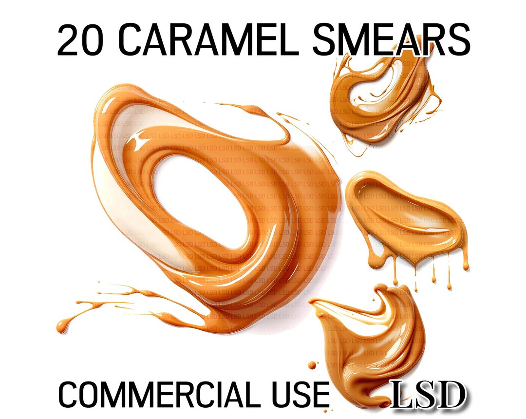 20 Caramel Smears, Cartoon Food Art Clipart Bundle, Food Art, Sugary ...