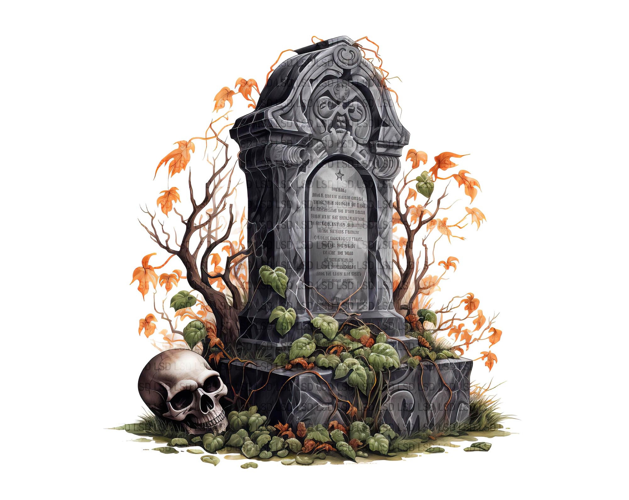 20 Spooky Halloween Tombstones Clipart Pack Watercolour - Etsy