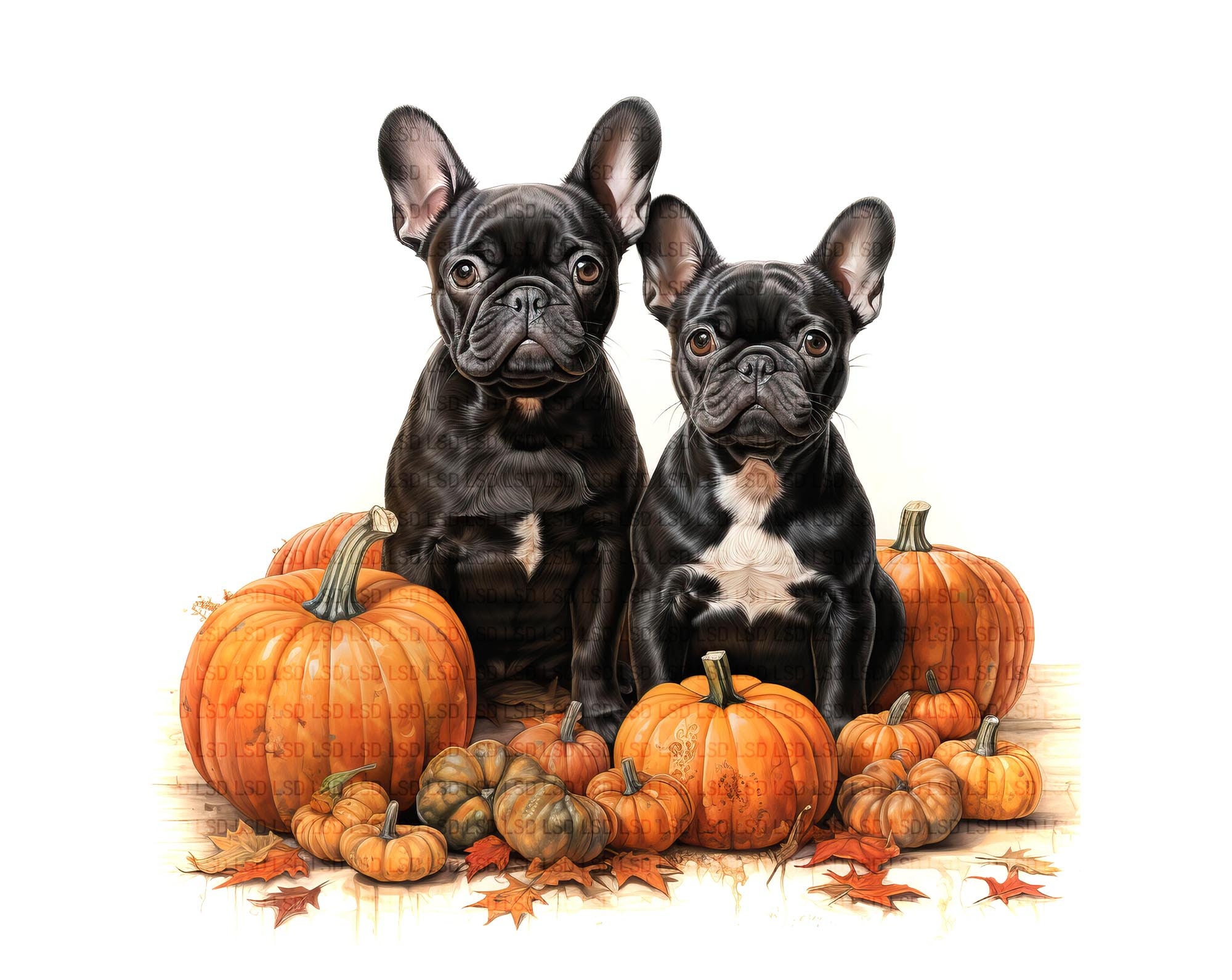 20 Halloween Frenchies Digital Clipart Pack, Watercolour Images Pack of ...