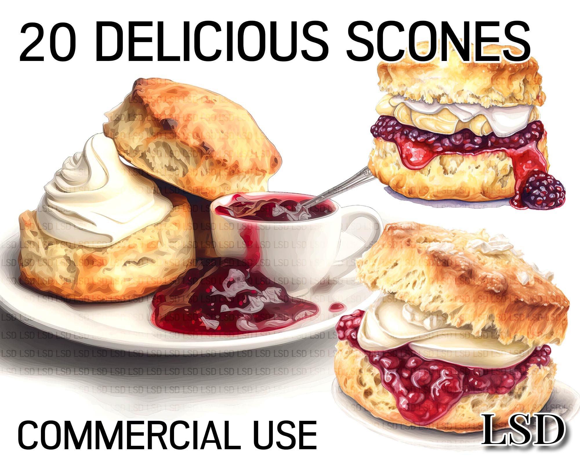 Scones With Jam And Cream Clipart Flower