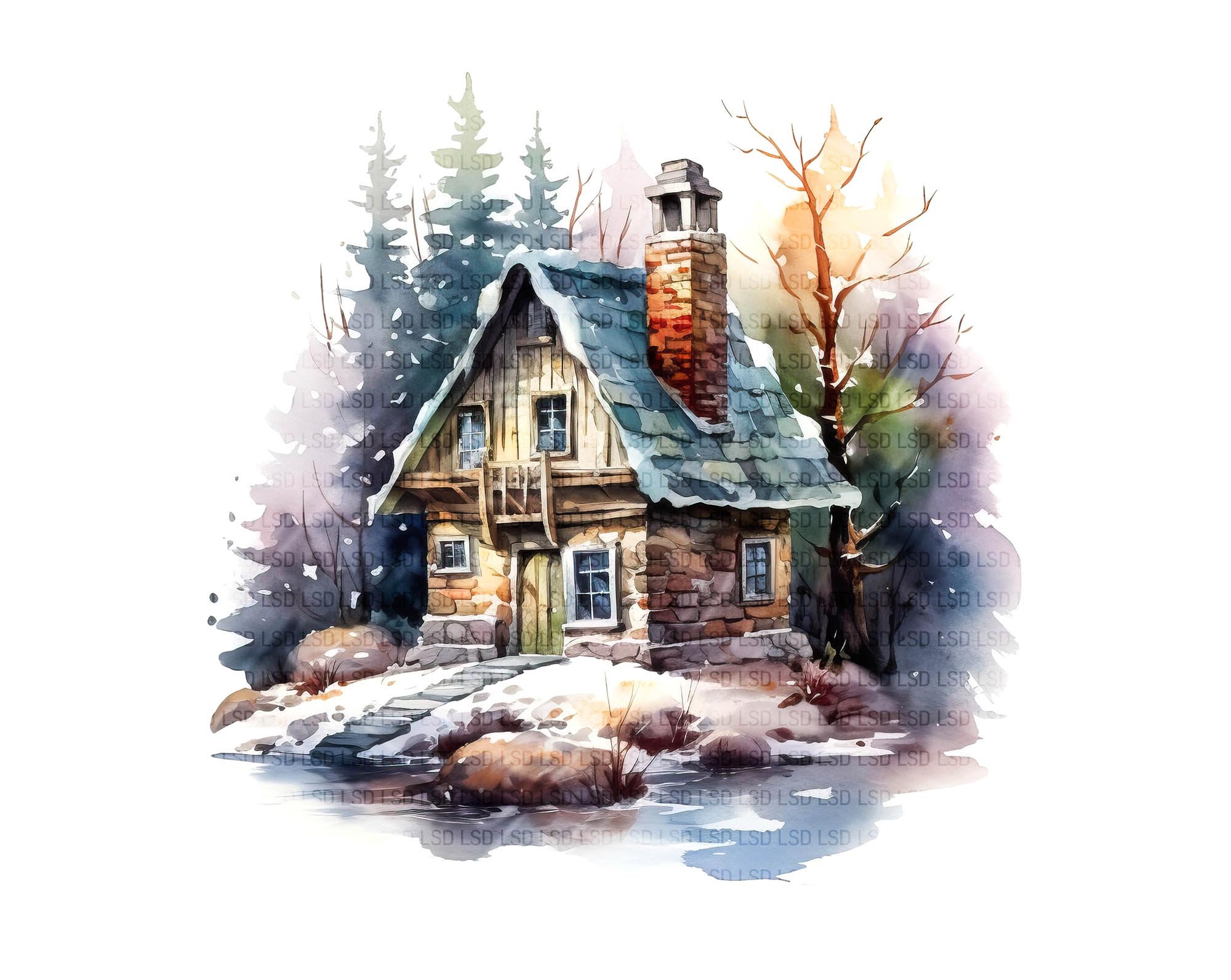 20 Fantasy Log Cabins Clipart Bundle-watercolour Images of Log - Etsy