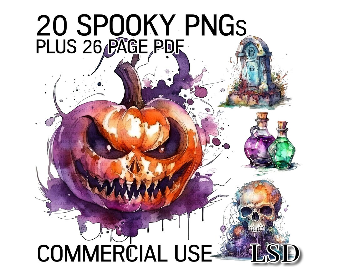 20 Halloween Clipart Images Bundle, Transparent Spooky Halloween ...