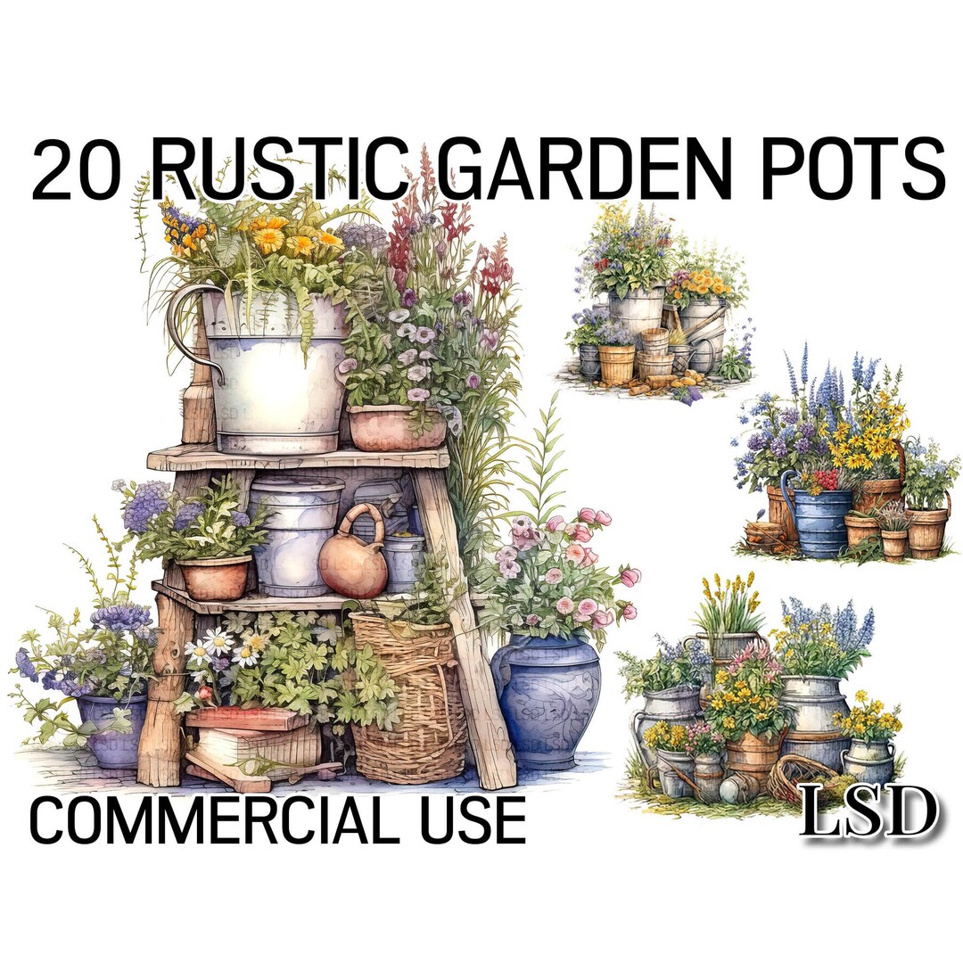 20 Rustic Garden Digital Clipart Pack-vintage Garden Aesthetic - Etsy