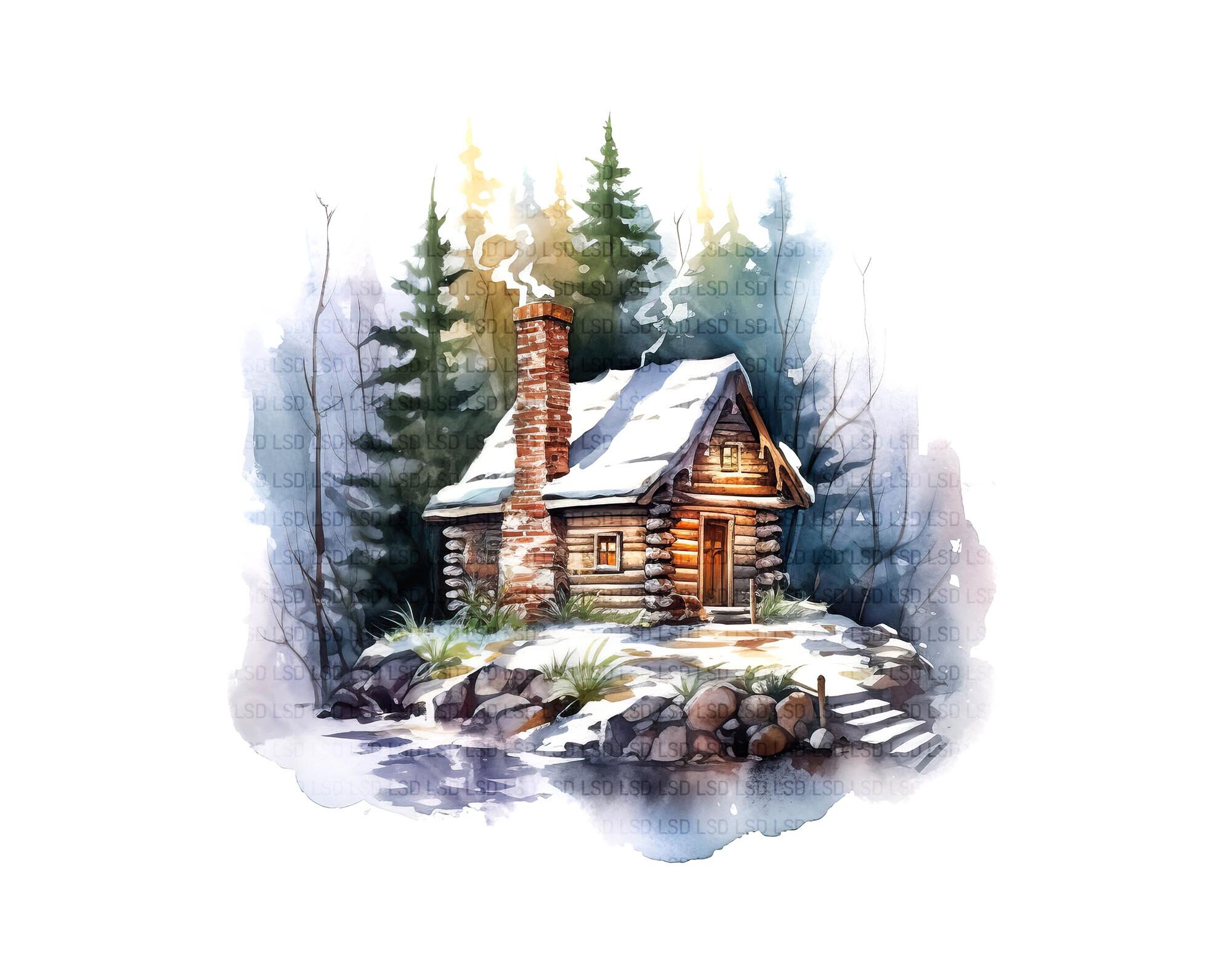 20 Fantasy Log Cabins Clipart Bundle-watercolour Images of Log - Etsy