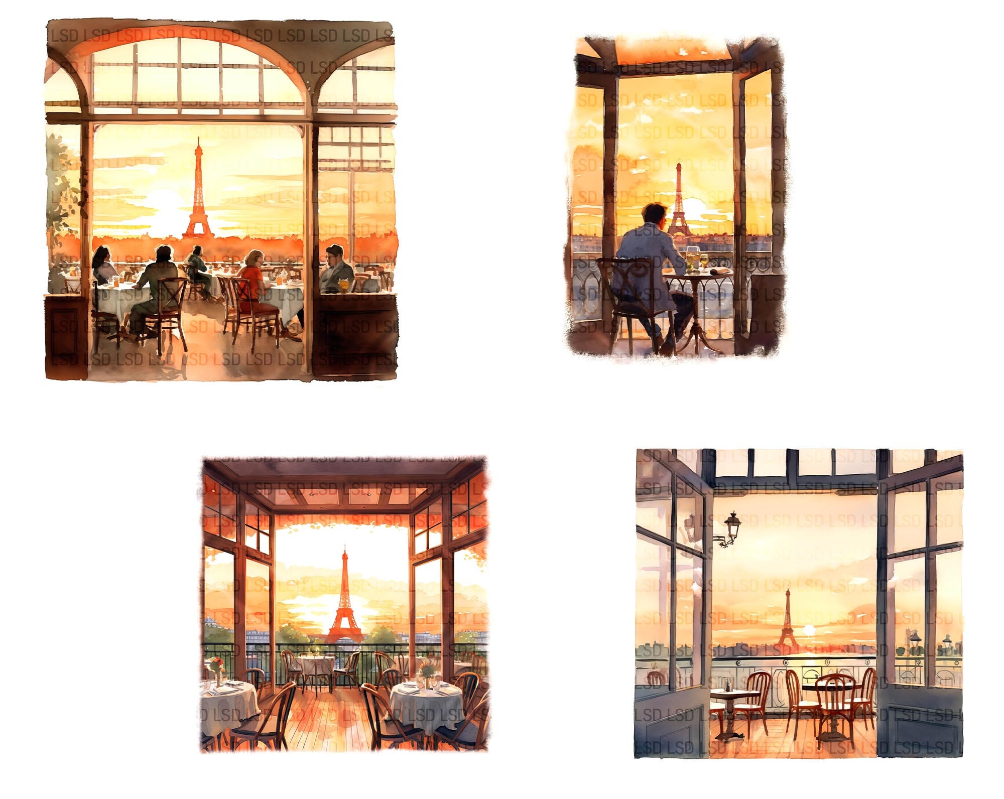 20 French Cafe Clipart Bundle-images of Paris Cafe Interiors - Etsy