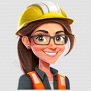 Female Engineer PNG Clip Art Bundle, 4 Transparent PNG Images of ...