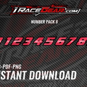 Race Car Racing Team Numbers Set Automobile Motorcycle Kart Dirt Track ...