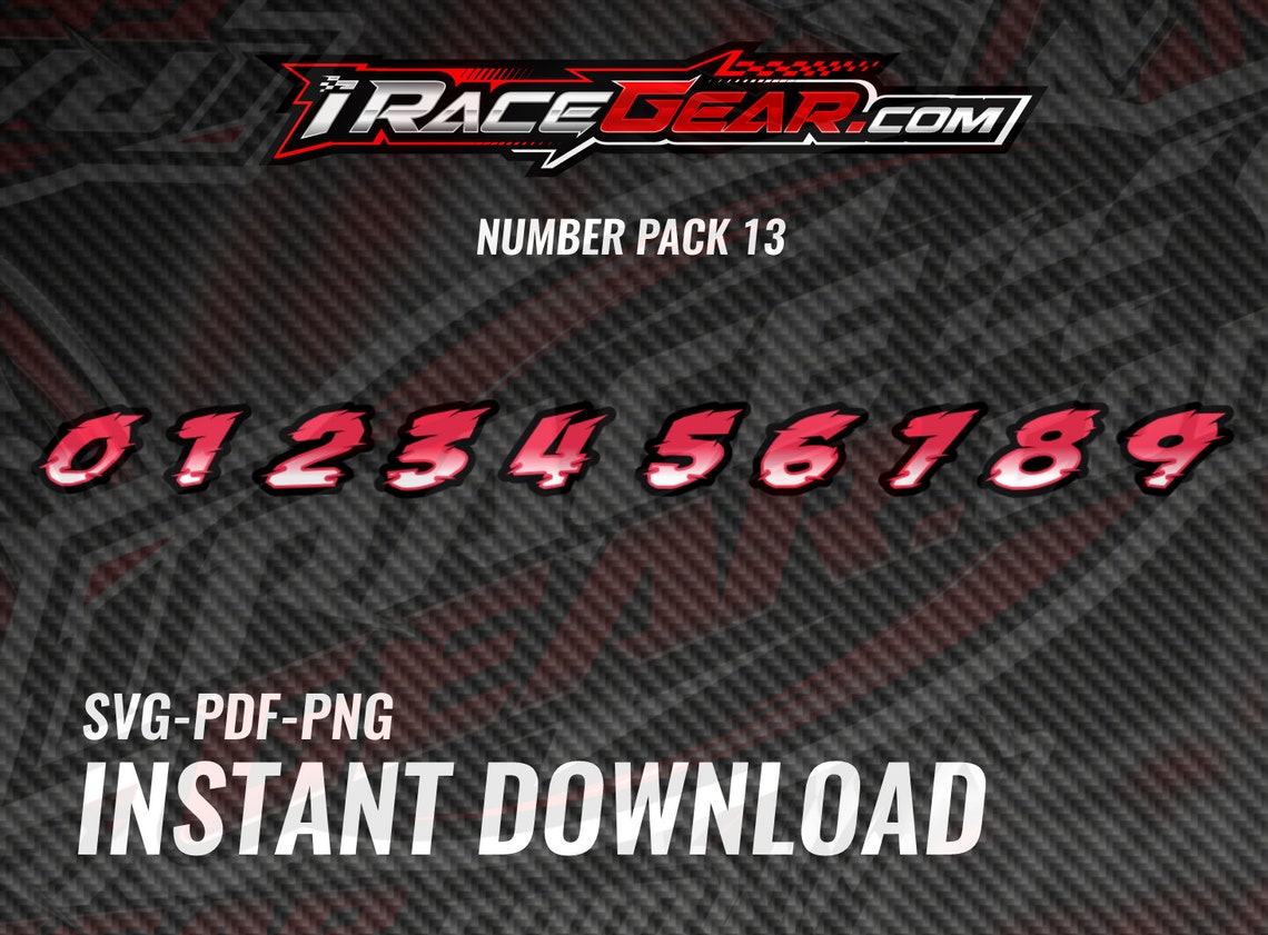 Race Car Racing Team Numbers Set Font Automobile Motorcycle Kart Dirt ...