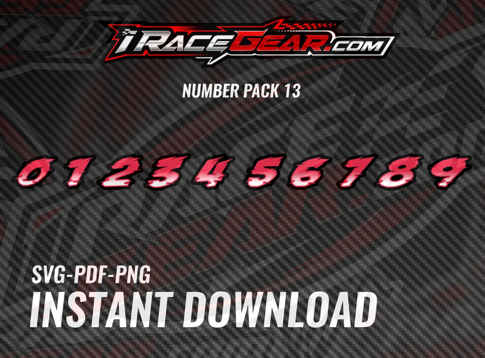 Race Car Racing Team Numbers Set Font Automobile Motorcycle Kart Dirt ...
