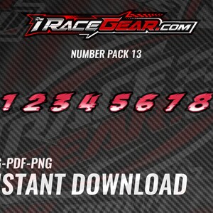 Race Car Racing Team Numbers Set Font Automobile Motorcycle Kart Dirt ...