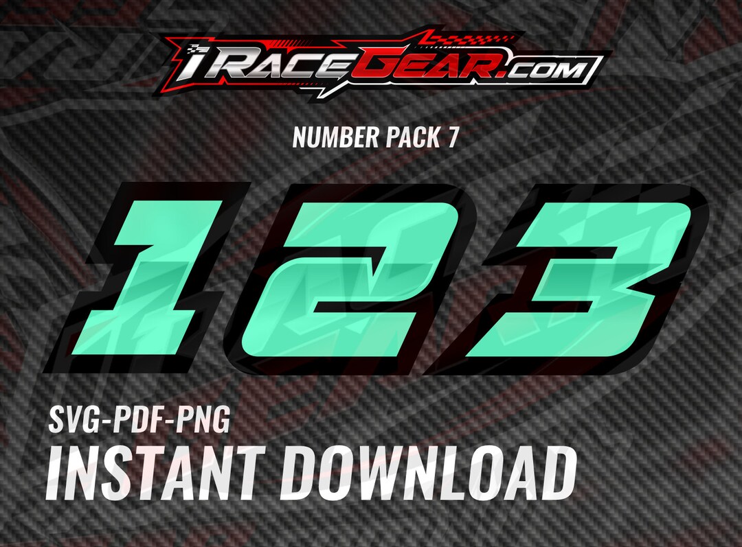 Race Car Racing Team Numbers Set Automobile Motorcycle Kart Dirt Track ...