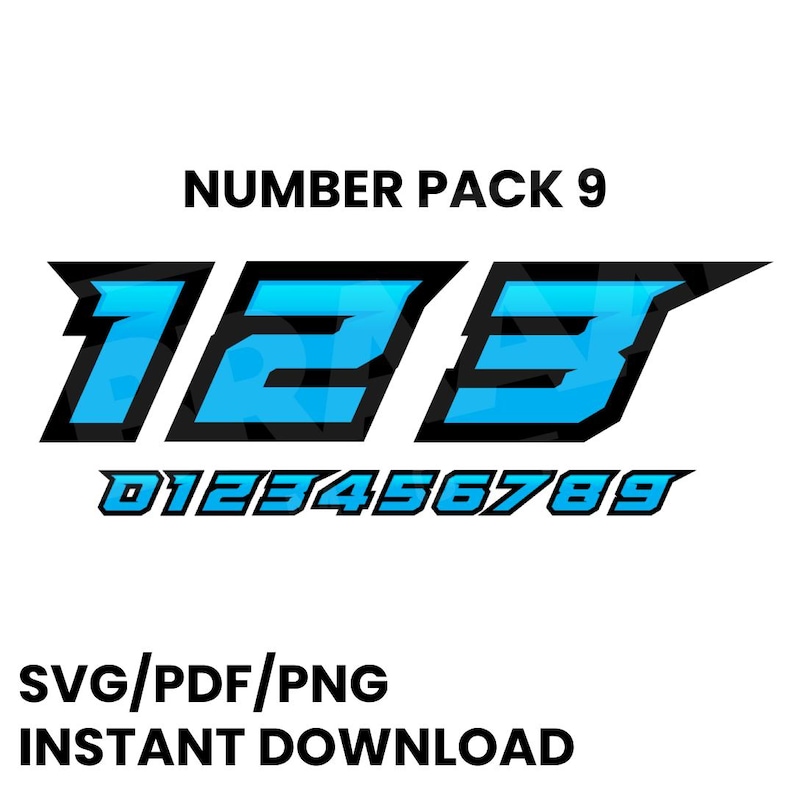 Race Car Racing Team Numbers Set Automobile Motorcycle Kart Dirt Track ...