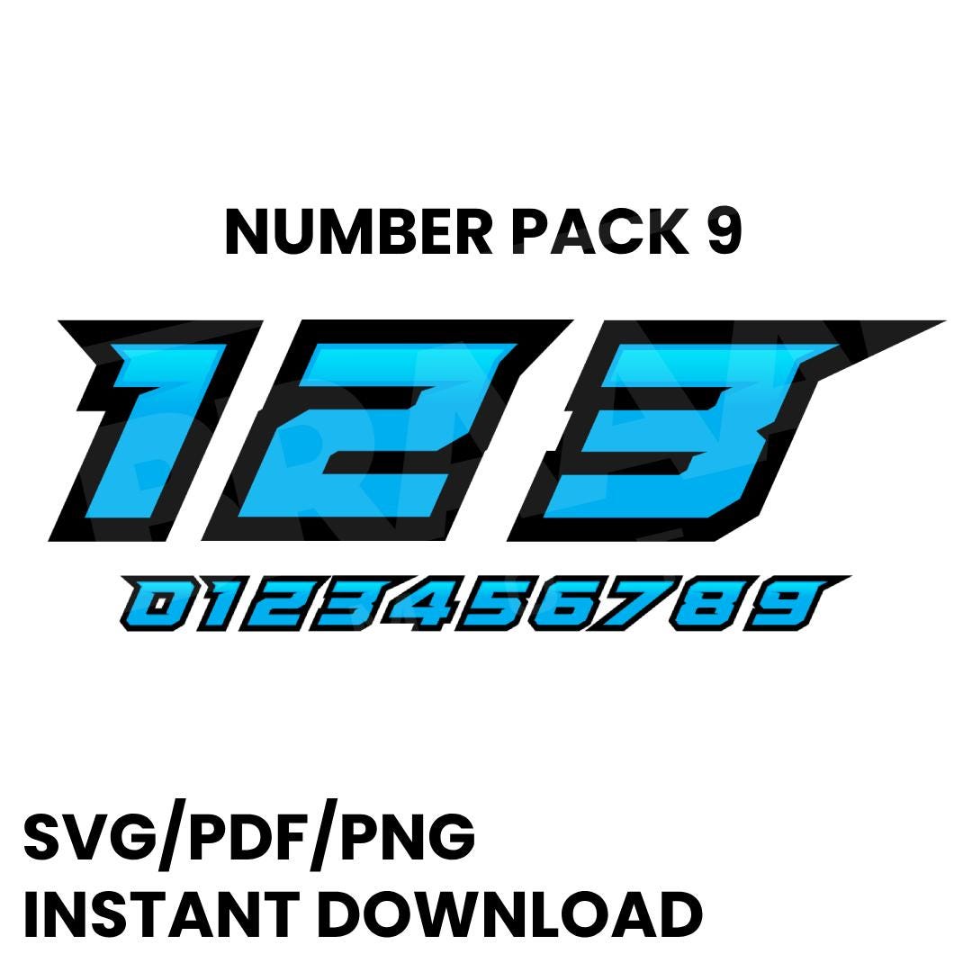 Race Car Racing Team Numbers Set Automobile Motorcycle Kart Dirt Track ...