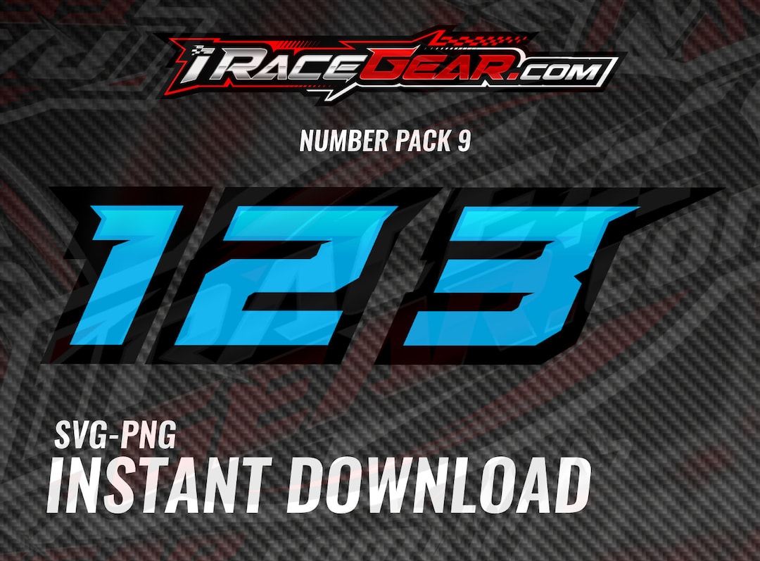 Race Car Racing Team Numbers Set Automobile Motorcycle Kart Dirt Track ...