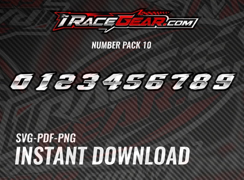 Race Car Racing Team Numbers Set Automobile Motorcycle Kart Dirt Track ...