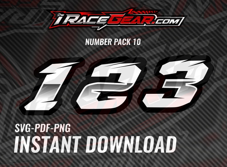 Race Car Racing Team Numbers Set Automobile Motorcycle Kart Dirt Track ...