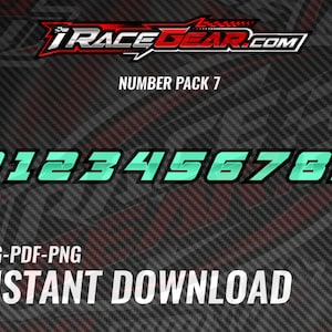 Race Car Racing Team Numbers Set Automobile Motorcycle Kart Dirt Track ...