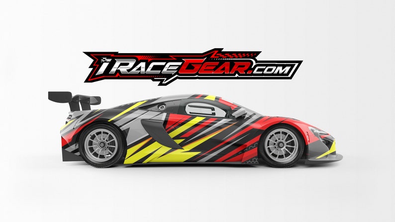 Digital Race Car Wrap Livery Design Red Yellow Grey Black Racing SVG AI ...