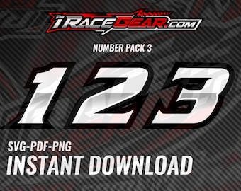 Race Car Racing Team Numbers Set Automobile Motorcycle Kart Dirt Track ...