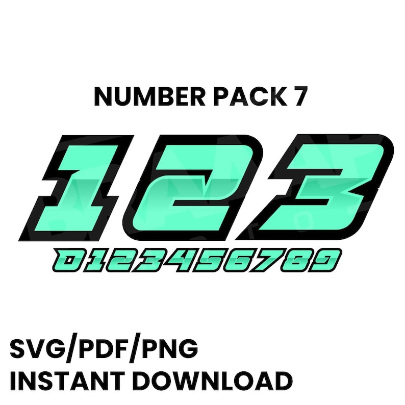 Race Car Racing Team Numbers Set Automobile Motorcycle Kart Dirt Track ...