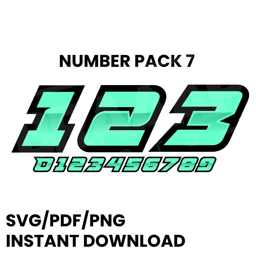 Race Car Racing Team Numbers Set Automobile Motorcycle Kart Dirt Track ...