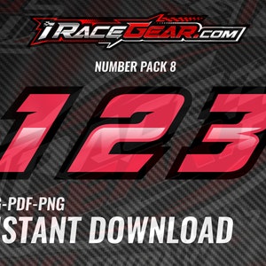 Race Car Racing Team Numbers Set Automobile Motorcycle Kart Dirt Track ...
