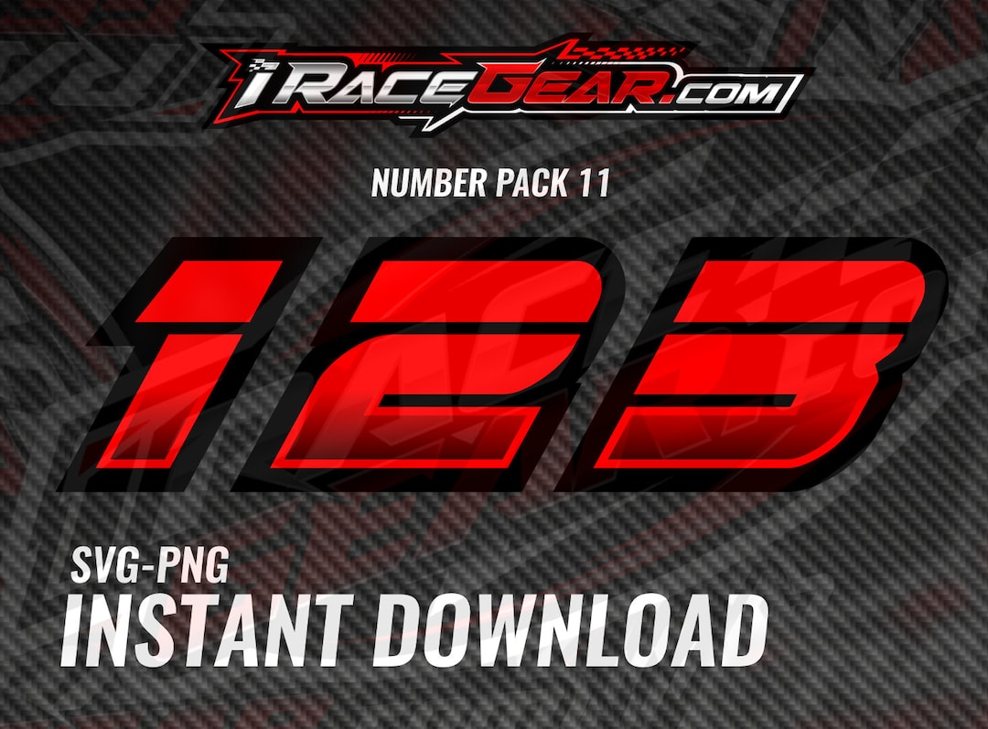Race Car Racing Team Numbers Set Automobile Motorcycle Kart Dirt Track ...