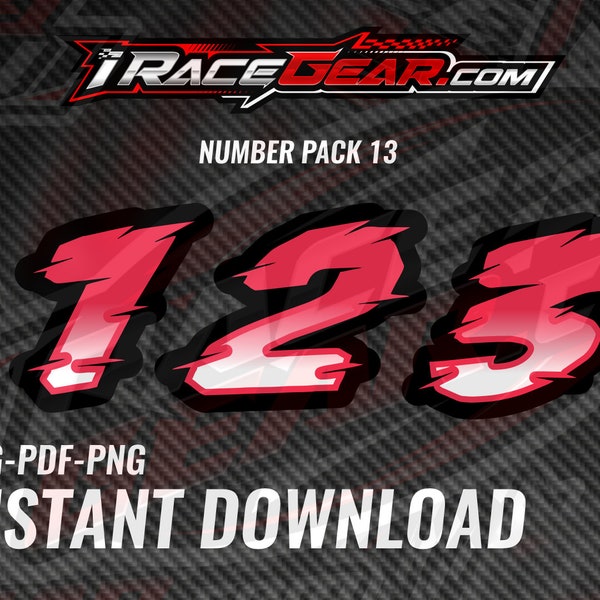 Race Car Number Font - Etsy