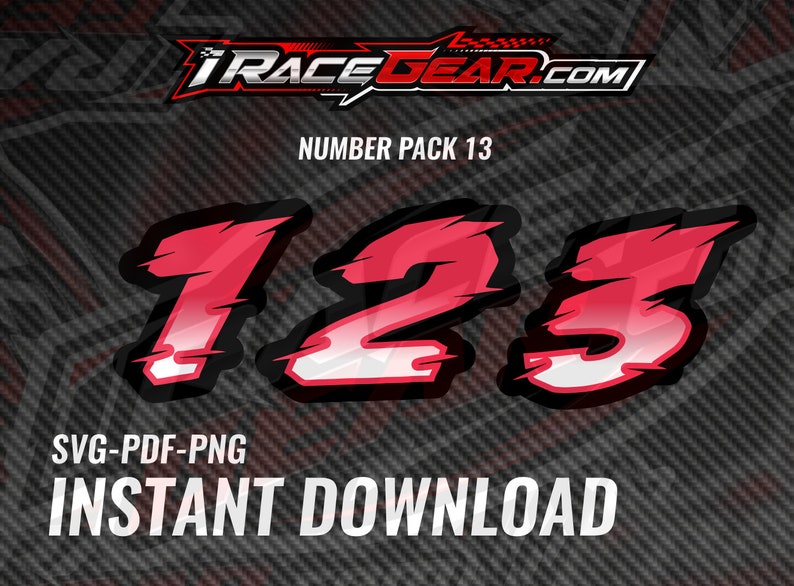 Race Car Racing Team Numbers Set Font Automobile Motorcycle Kart Dirt ...