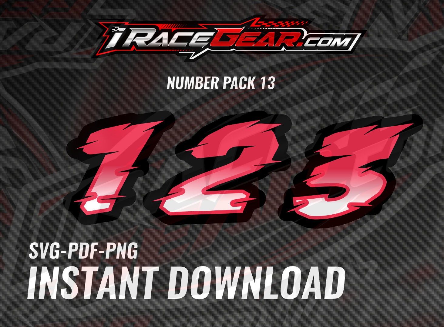 Race Car Racing Team Numbers Set Font Automobile Motorcycle Kart Dirt ...