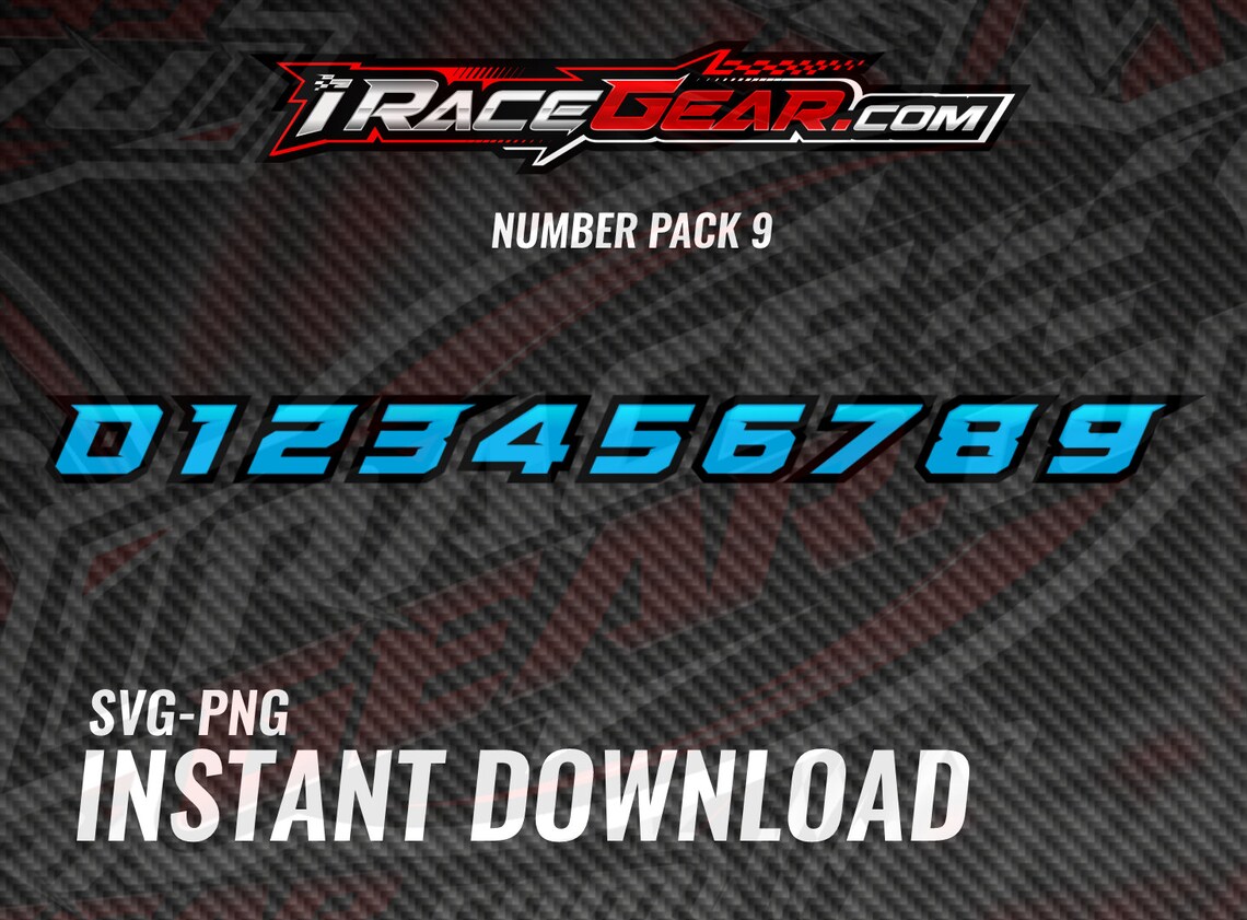 Race Car Racing Team Numbers Set Automobile Motorcycle Kart Dirt Track ...