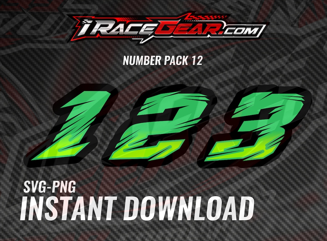 Race Car Racing Team Numbers Set Automobile Motorcycle Kart Dirt Track ...