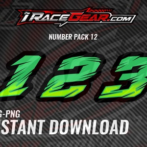 Race Car Racing Team Numbers Set Automobile Motorcycle Kart Dirt Track ...