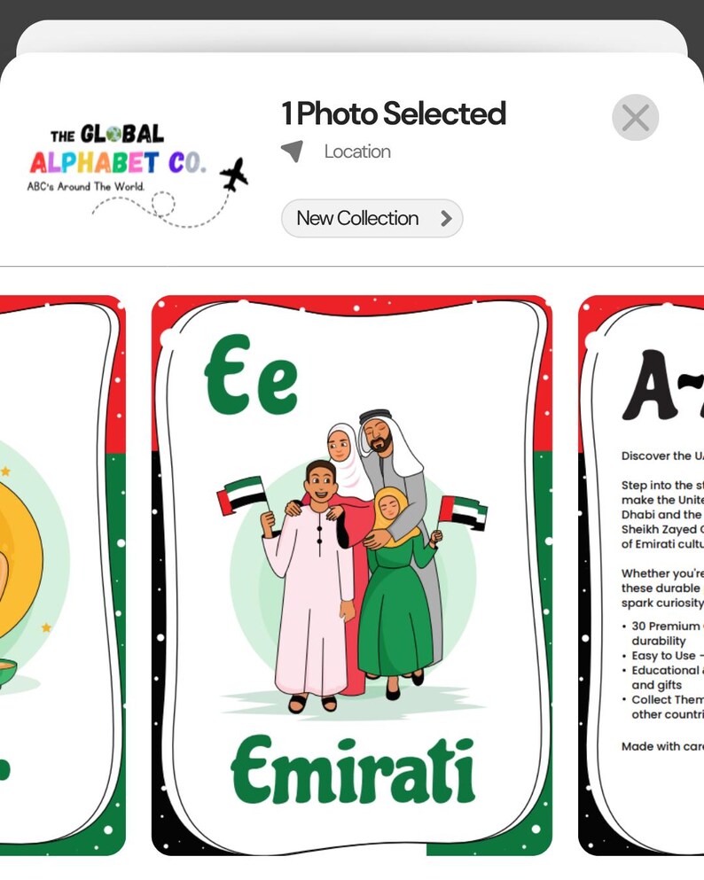 Alphabet Educational Children's A-Z Flashcards to Print United Arab ...