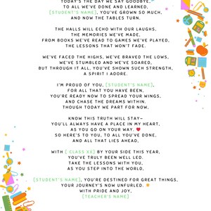 End of the School Year Gift for Students Personalised From Teacher - Etsy